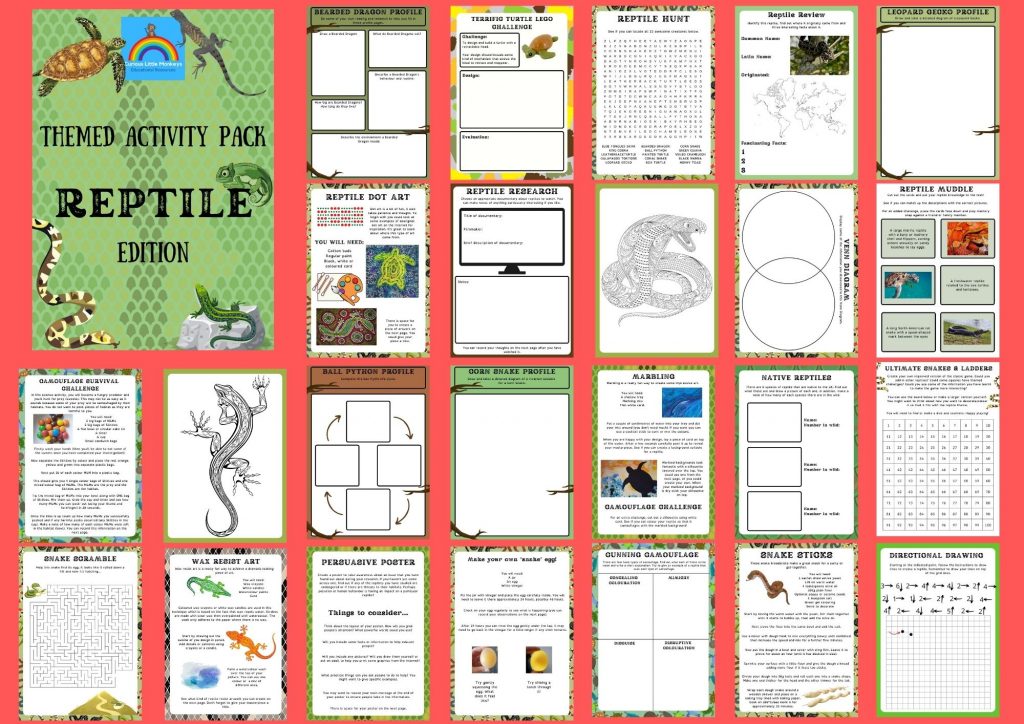 Reptile Activity Pack - Curious Little Monkeys Educational Resources